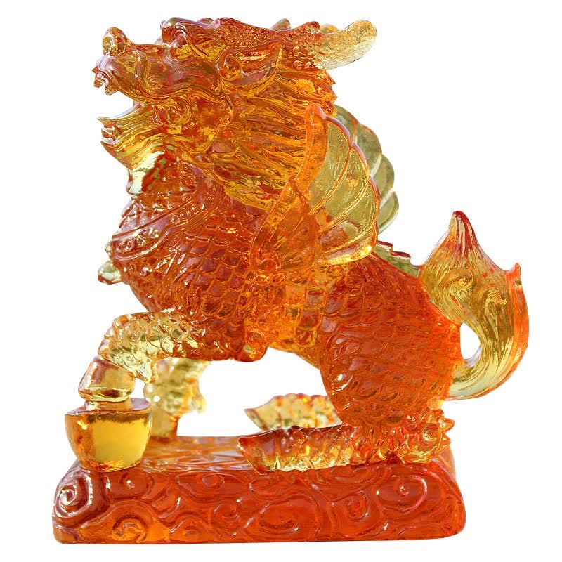 Buddha Stones Feng Shui Kirin Handmade Liuli Crystal Art Piece Fortune ...
