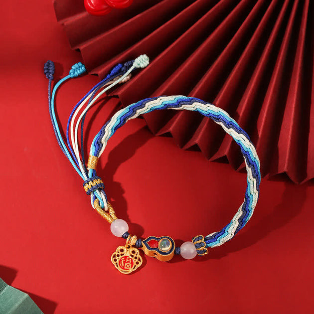 Buddha Stones 925 Sterling Silver Handmade Gourd Blessing String Reinc ...