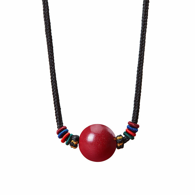 Buddha Stones Cinnabar Bead Blessing String Necklace Pendant – buddhastoneshop