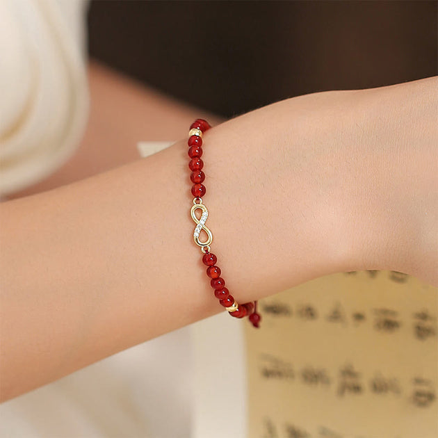 Natural Red Agate Endless Knot Four Leaf Clover Star Confidence String ...