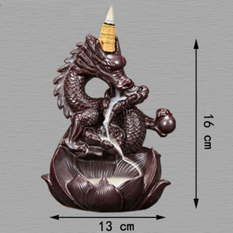 Buddha Stones Dragon Lotus Pattern Strength Protection Ceramic Incense ...