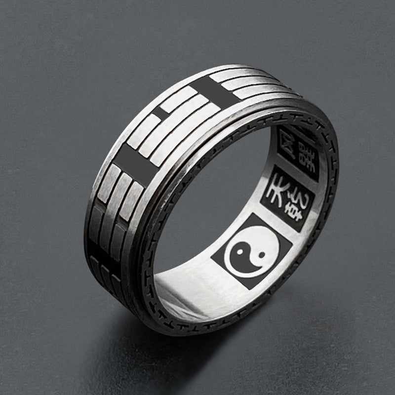 Buddha Stones Bagua Yin Yang Titanium Steel Balance Rotatable Ring ...