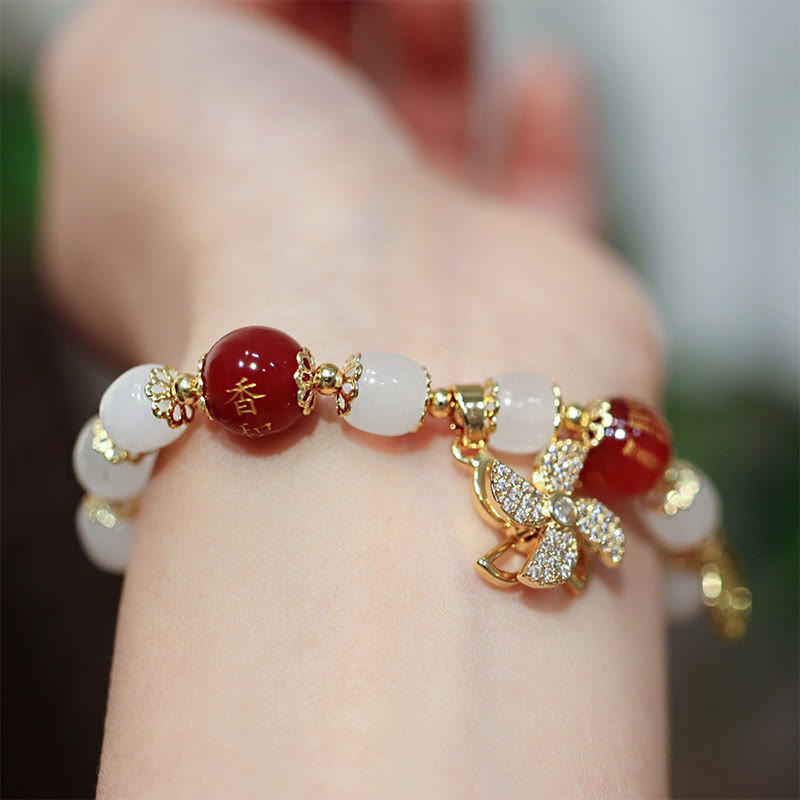 Buddha Stones Windmill Chinese Lock Charm Fu Character Blessing Bracel ...