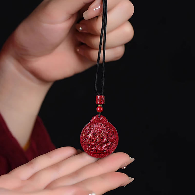 Buddha Stones Year of the Dragon Natural Cinnabar Dragon Protection Ne ...