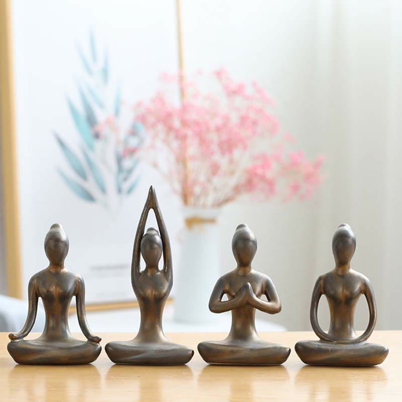 Abstract Yoga Meditation Exercise Ceramics Spiritual Figurine Sculptur ...