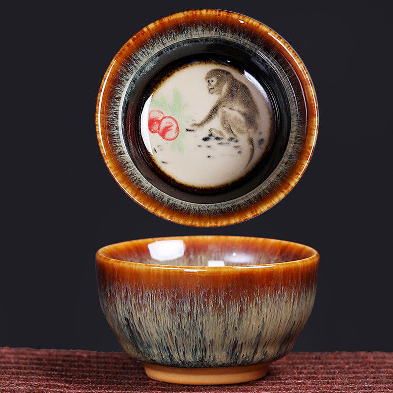 Buddha Stones 12 Chinese Zodiac Pattern Ceramic Teacup Kung Fu Jian Ch ...