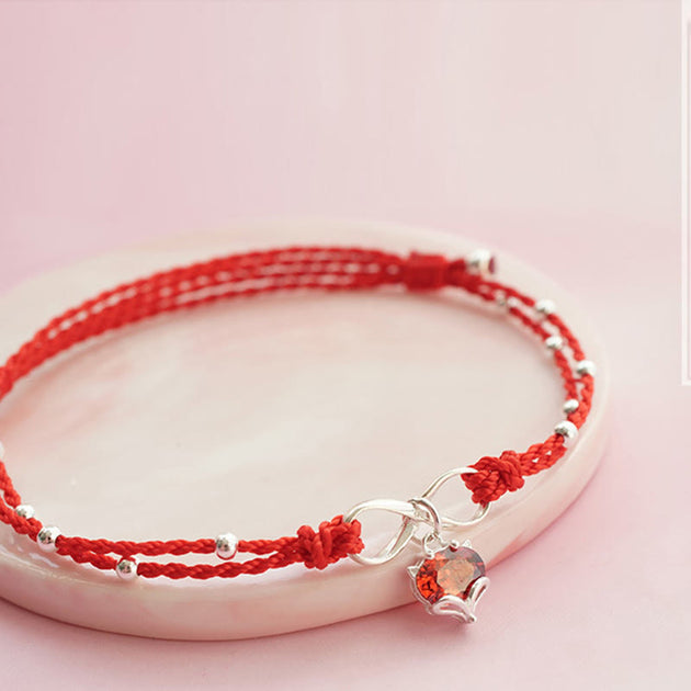 Buddha Stones Love Heart Infinity Symbol Braided String Anklet ...