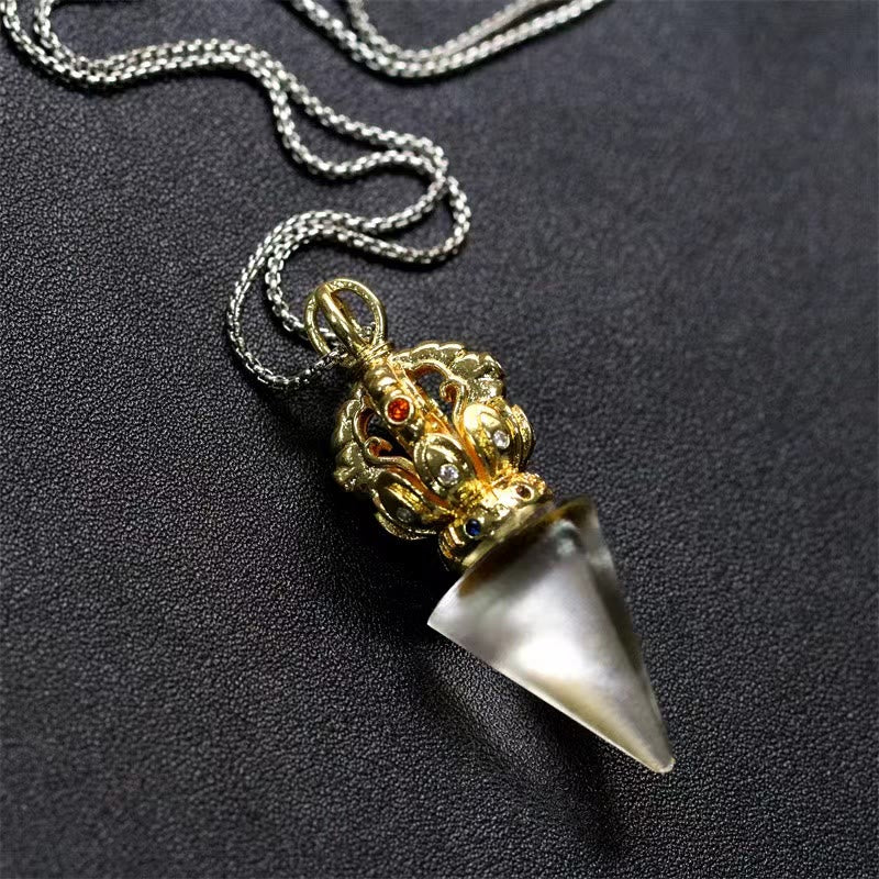 Buddha Stones Tibetan Dorje Vajra 4 Prong Lotus Liuli Crystal Strength ...