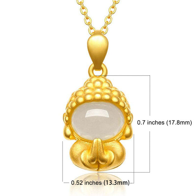 Buddha Stones White Jade Buddha Success Pendant Necklace – buddhastoneshop