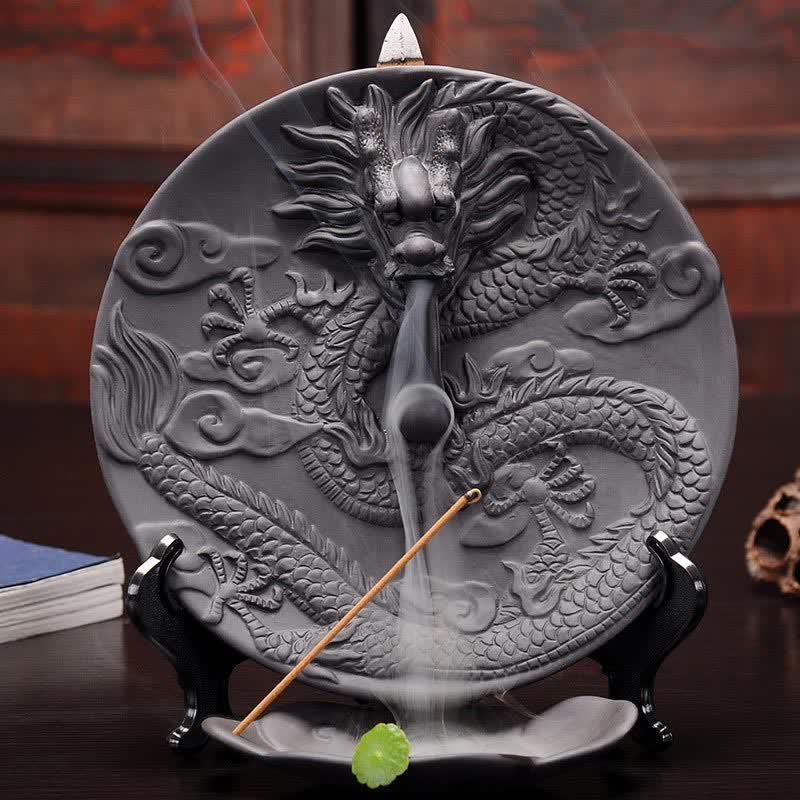 Dragon Ceramic Backflow Smoke Fountain Meditation Incense Burner ...