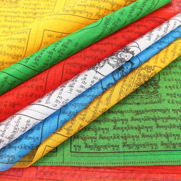 Tibetan 5 Colors Windhorse Auspicious Outdoor 25 Pcs Prayer Flag ...