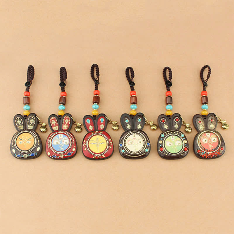 Tibet Ebony Five God of Wealth Thangka Key Chain – buddhastoneshop