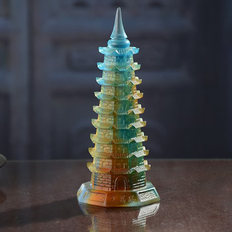 Buddha Stones Feng Shui Wenchang Tower Handmade Liuli Crystal Pagoda A ...