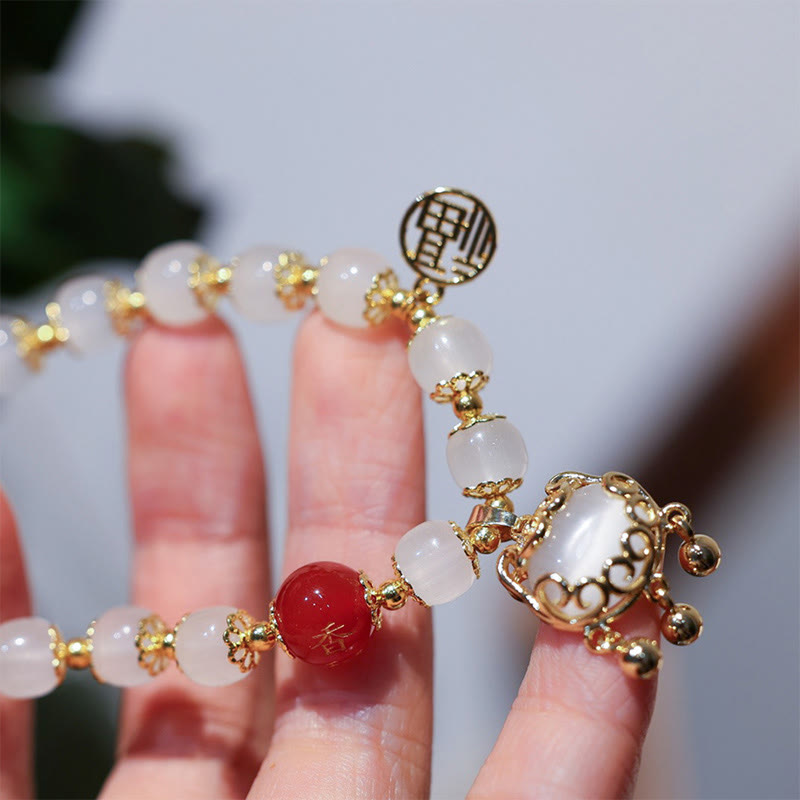 Buddha Stones Windmill Chinese Lock Charm Fu Character Blessing Bracel ...