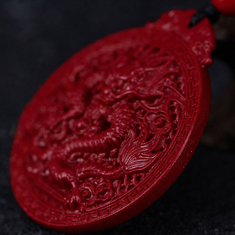 Buddha Stones Year of the Dragon Natural Cinnabar Dragon Protection Ne ...