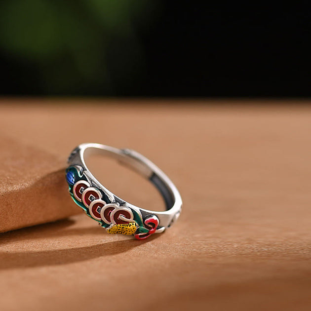 Buddha Stones Feng Shui Five Emperor Coins Wealth Ring – buddhastoneshop