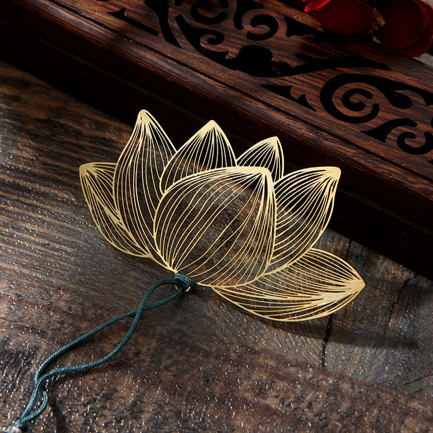Buddha Stones Lotus Flower New Beginning Metal Brass Hollow Bookmark ...