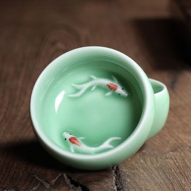 Buddha Stones Colorful Koi Fish Ceramic Teacup Kung Fu Tea Cup Bowl ...
