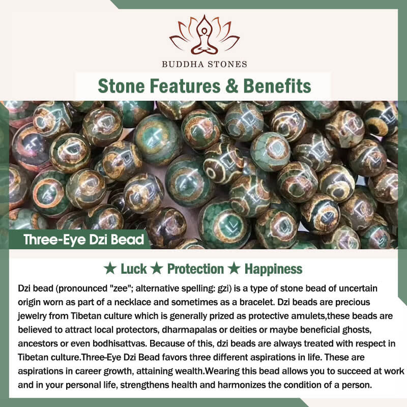 Buddha Stones Tibetan Nine-Eye Dzi Bead Three-eyed Dzi Bead Liuli Glas ...