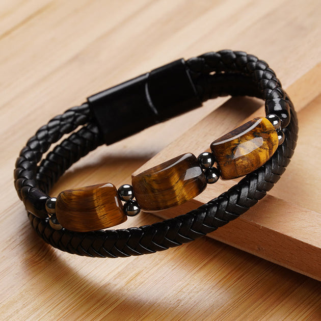 Buddha Stones Natural Tiger Eye Protection Willpower Magnetic Buckle L ...