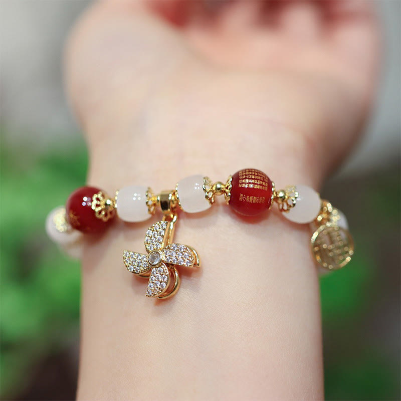 Buddha Stones Windmill Chinese Lock Charm Fu Character Blessing Bracel ...