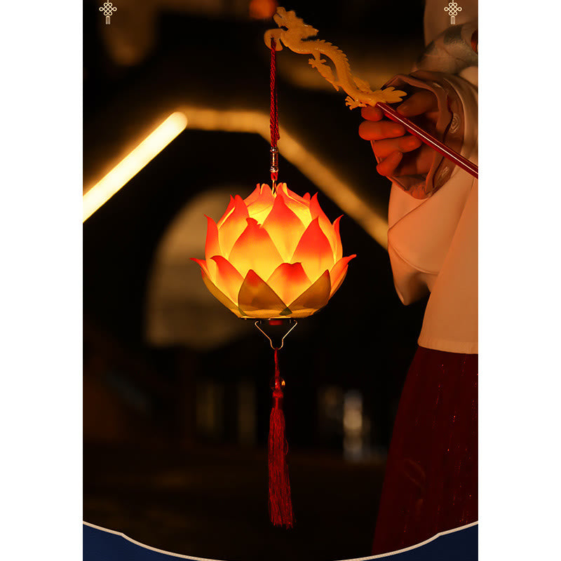 Buddha Stones DIY Lotus Flower Dragon Lantern Tassel Lamp Decoration ...