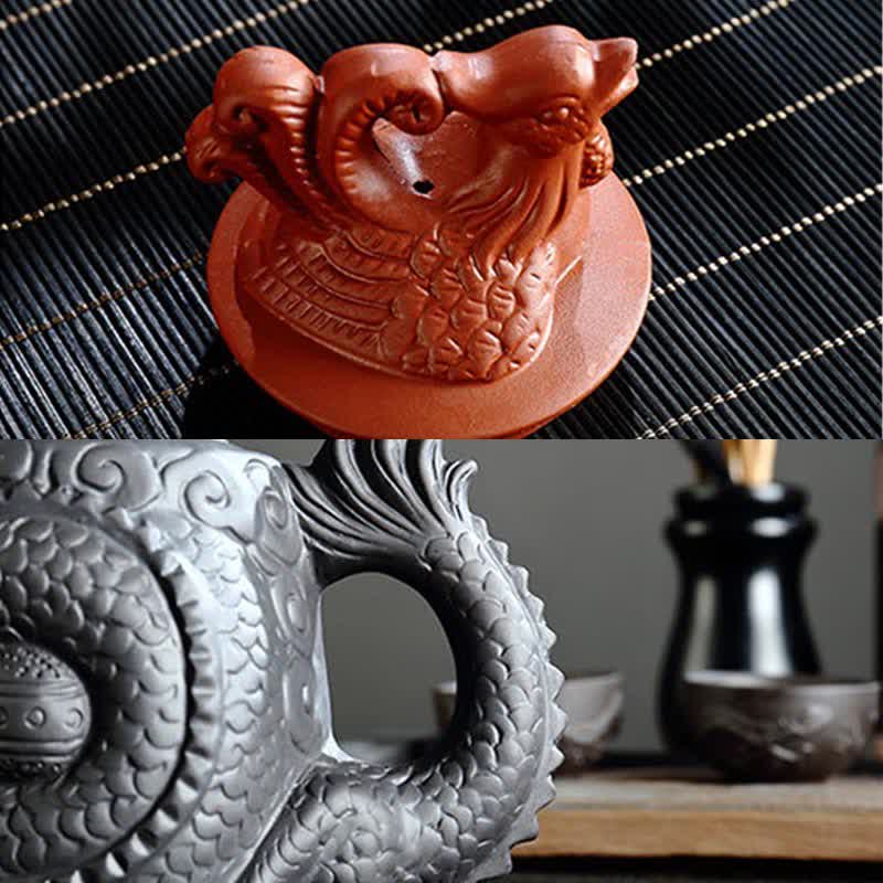 Buddha Stones Vintage Dragon Phoenix Ceramic Teapot – buddhastoneshop