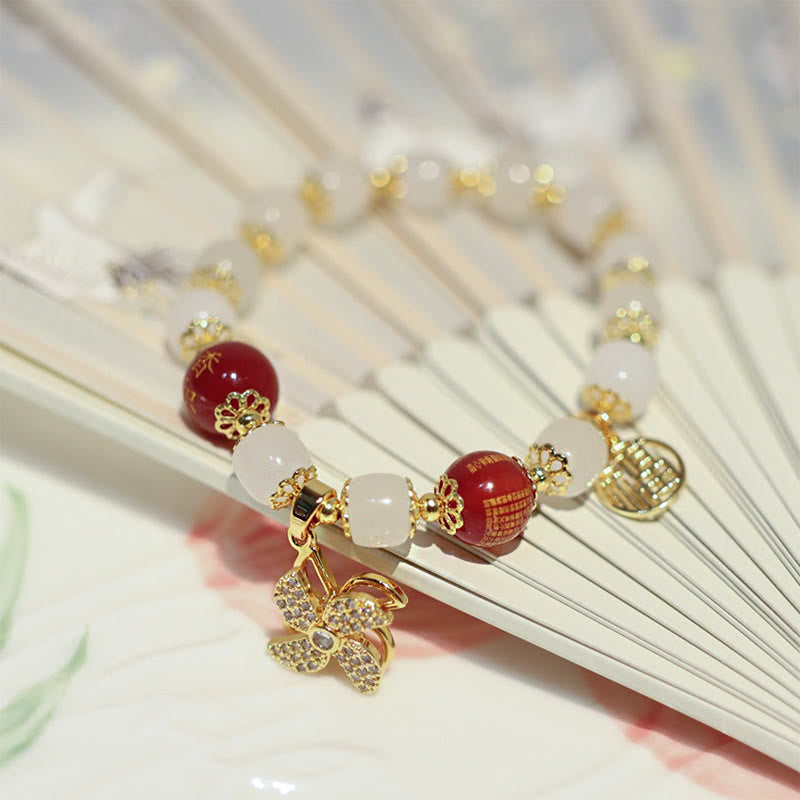 Buddha Stones Windmill Chinese Lock Charm Fu Character Blessing Bracel ...