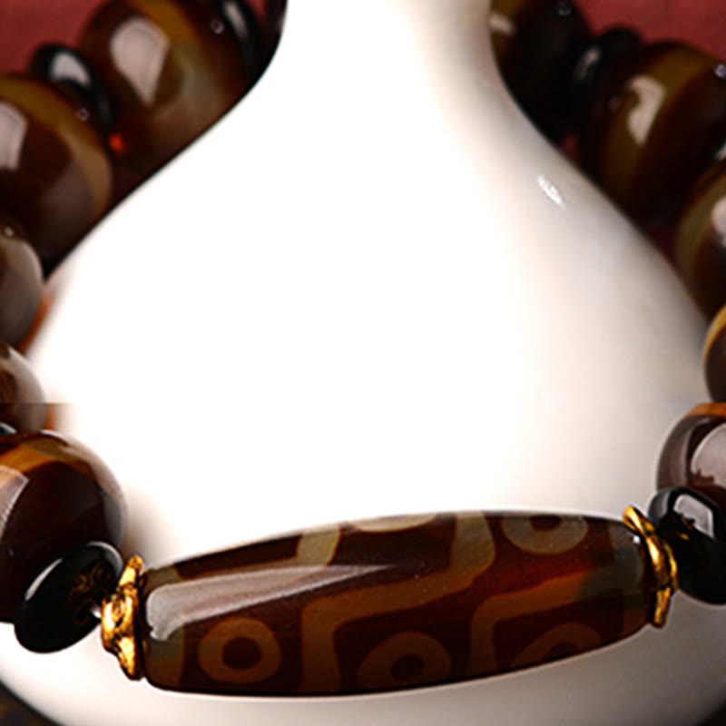 Buddha Stones Tibetan Natural Nine-Eye Dzi Bead Agate Wealth Blessings ...