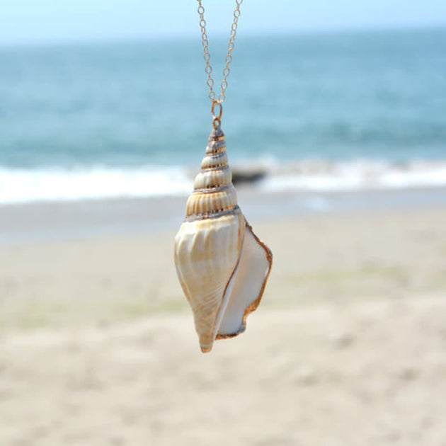 Buddha Stones Natural Shankha Conch Shell Seashell Lucky Necklace Pend ...