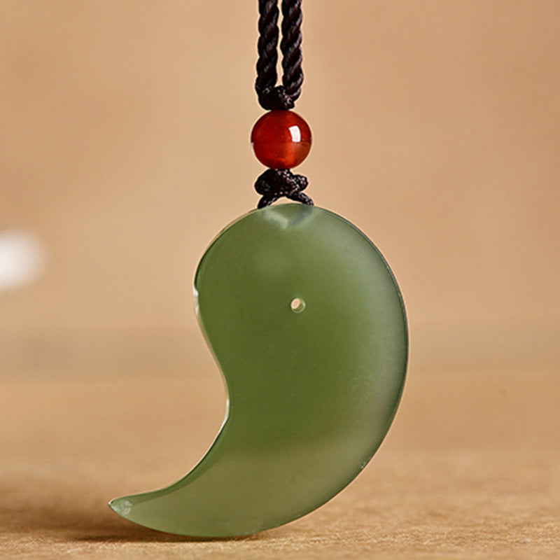 Buddha Stones Yin Yang White Jade Cyan Jade Protection Blessing Neckla ...