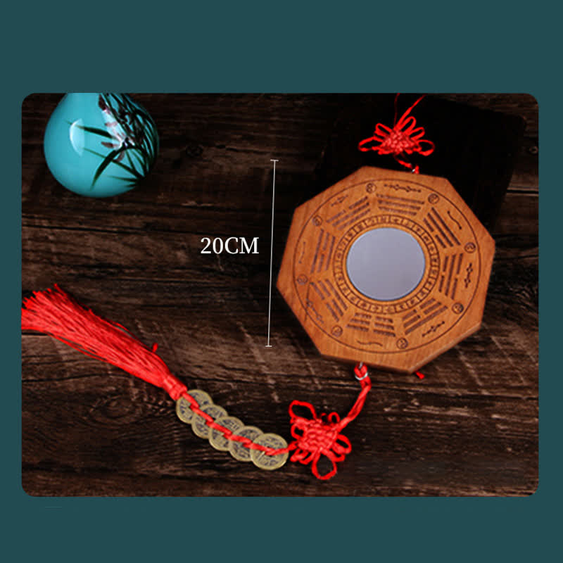 Feng Shui Bagua Map Peach Wood Five-Emperor Coins Chinese Knotting Bal ...