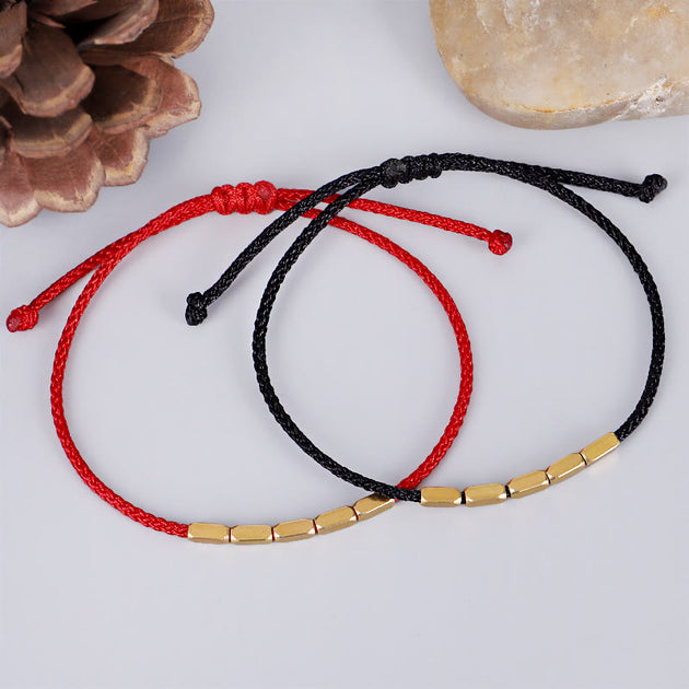 Buddha Stones Handcrafted Copper Bead Protection Braided String Bracel ...