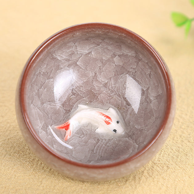 Buddha Stones Cute Koi Fish Ceramic Teacup Kung Fu Tea Cup Bowl 45ml ...