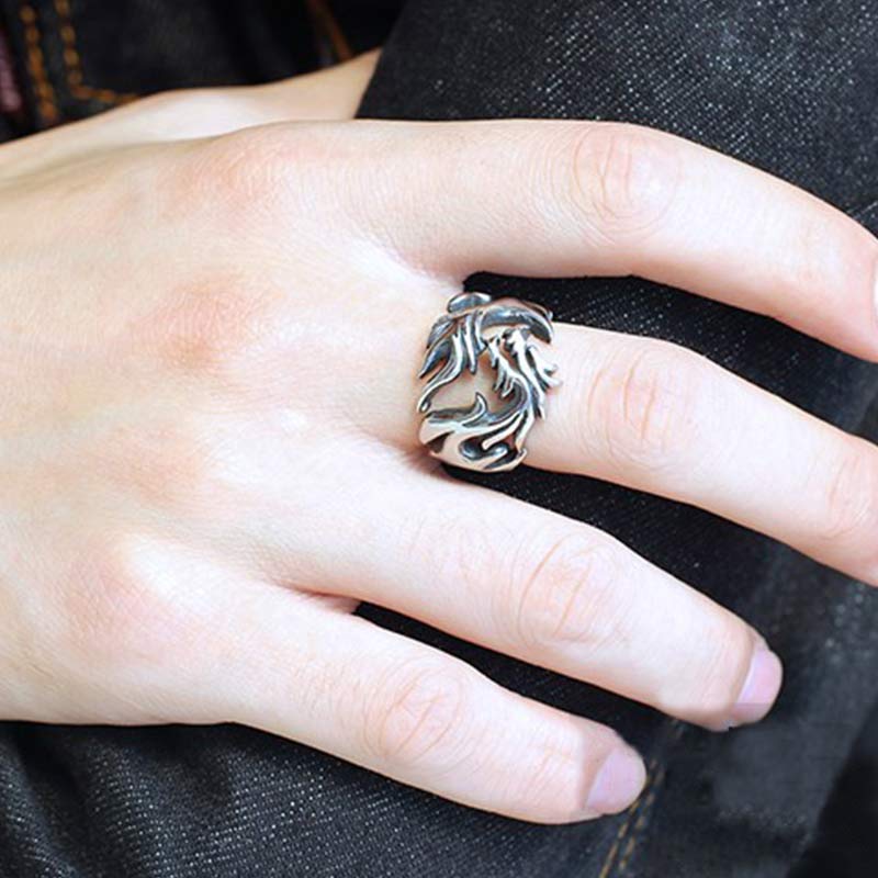 Buddha Stones Dragon Pattern Protection Strength Adjustable Ring ...