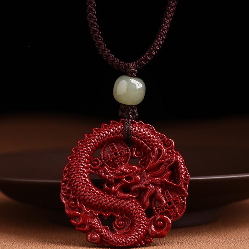 Buddha Stones Year Of The Dragon Natural Cinnabar Hetian Jade Bead Cop ...