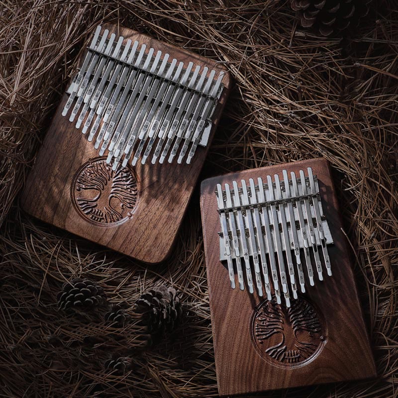 Buddha Stones Kalimba 34 Keys Thumb Piano Tree of Life Design Portable ...