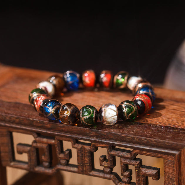 Buddha Stones Five Elements Gold Swallowing Beast Family Charm Liuli G ...