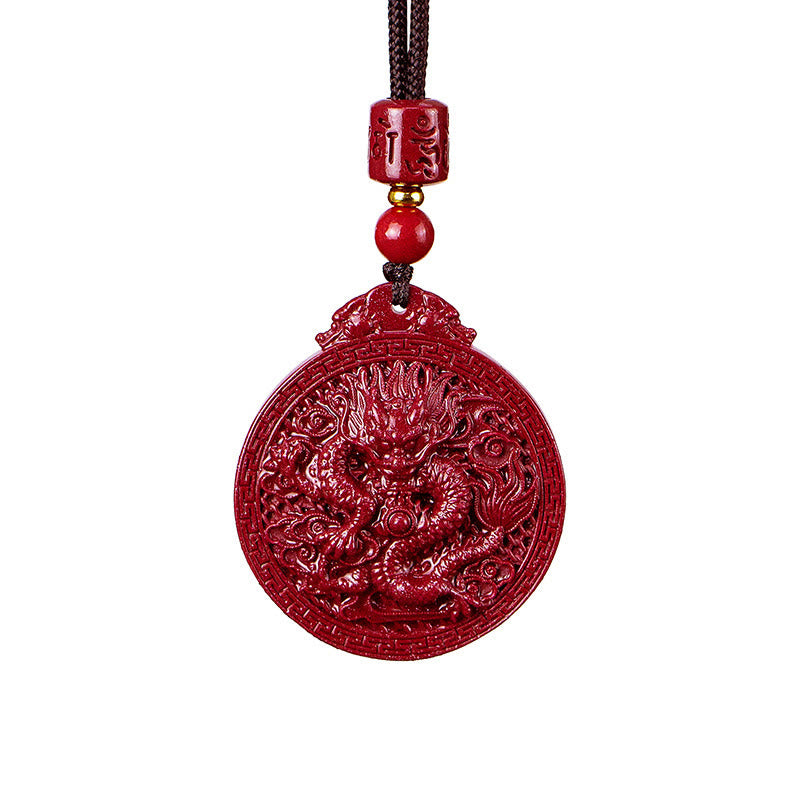 Buddha Stones Year of the Dragon Natural Cinnabar Dragon Protection Ne ...