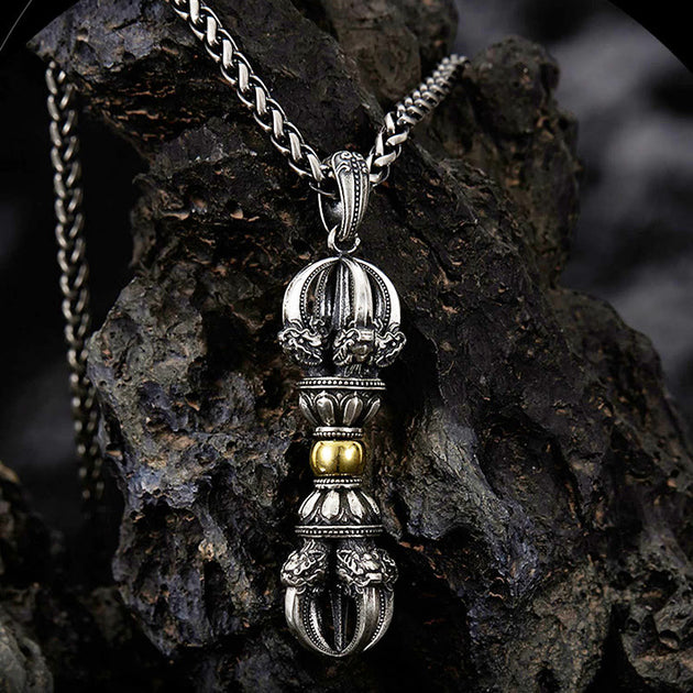Buddha Stones Tibetan Dorje Vajra Design Wealth Necklace Pendant ...