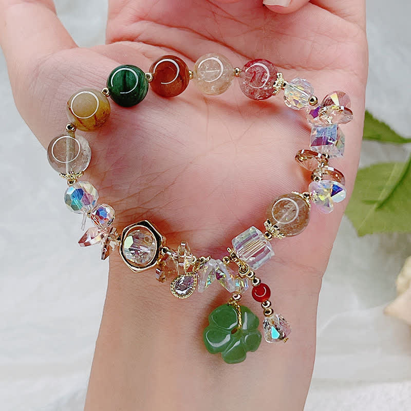 Buddha Stones Colorful Gemstone Green Aventurine Flower Bead Luck Brac ...