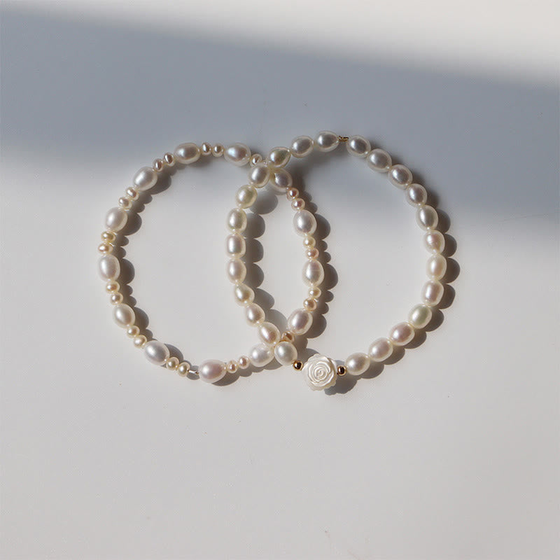 Buddha Stones Natural Flower Pearl Sincerity Bead Bracelet ...