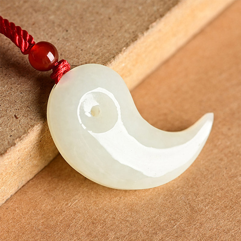 Buddha Stones Yin Yang White Jade Cyan Jade Protection Blessing Neckla ...