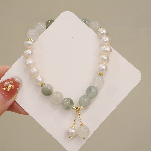 Buddha Stones Natural Pearl Jade Healing Sincerity Bracelet ...