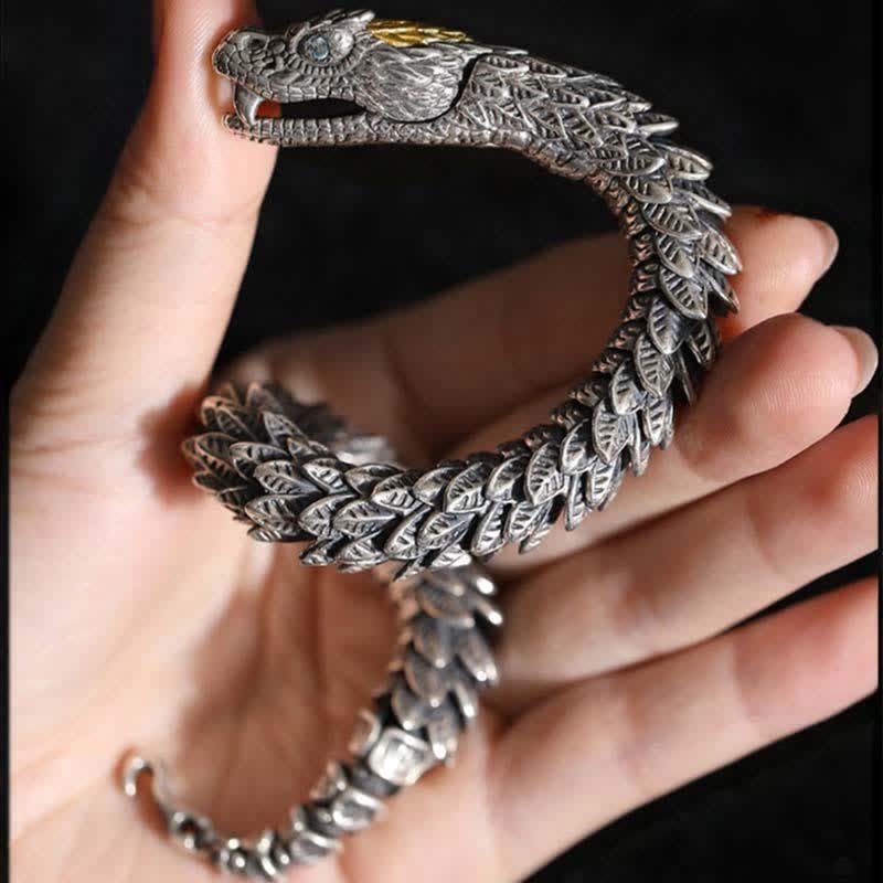 Buddha Stones Dragon Snake Handmade Amulet Protection Chain Bracelet ...