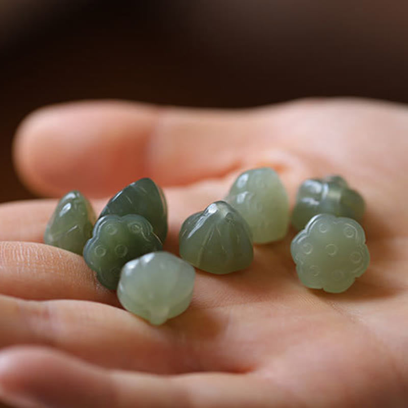 Buddha Stones Natural Round Jade Peace Buckle Lotus Abundance String N ...