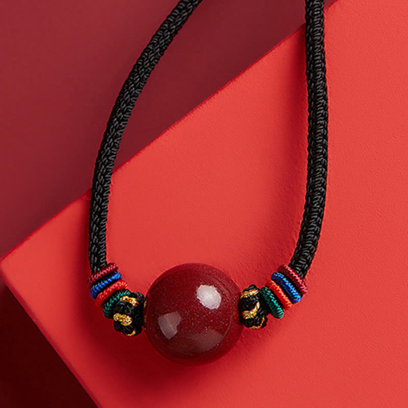 Buddha Stones Cinnabar Bead Blessing String Necklace Pendant – buddhastoneshop