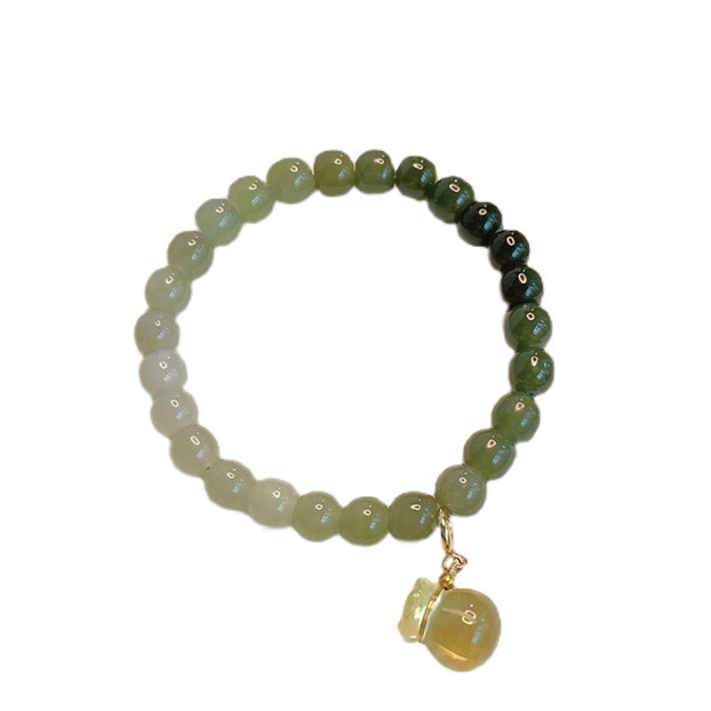 Buddha Stones Natural Hetian Jade Money Bag Charm Bead Prosperity Brac ...
