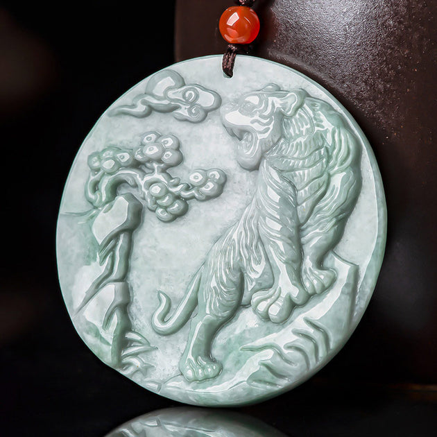 Buddha Stones Chinese Zodiac Tiger Jade Protection Necklace String Pen ...