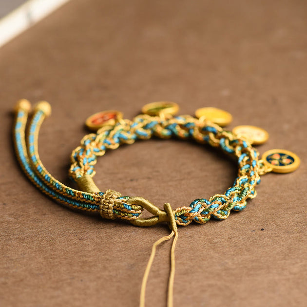 Buddha Stones Tibetan Five God Of Wealth Luck Handcrafted Braid String ...